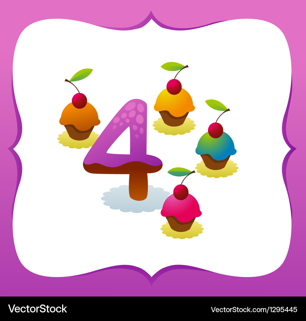 Colorful Number Four for Kids Royalty Free Vector Image