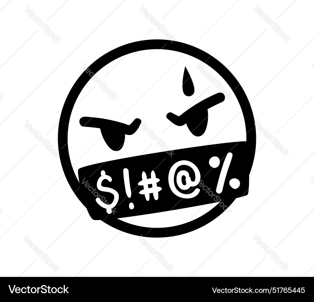 Comic swear speech bubble irate emoji face Vector Image