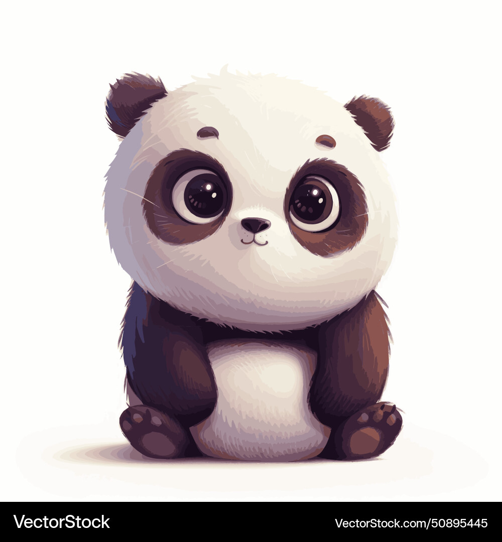 Cute panda cartoon big head and eyes Royalty Free Vector