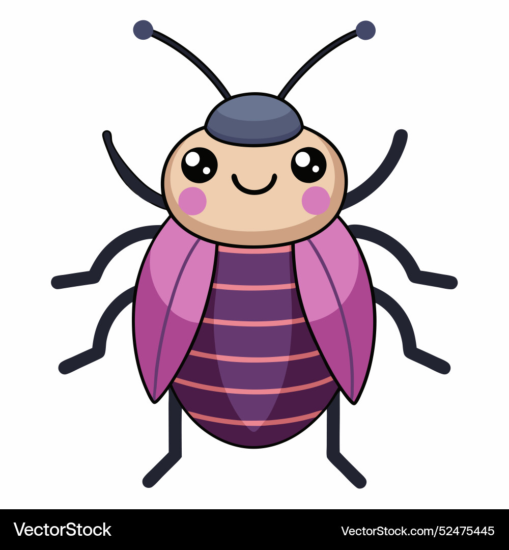 Flour beetle bug walks kawaii Royalty Free Vector Image