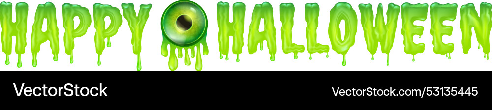 Happy halloween text with liquid green slime Vector Image