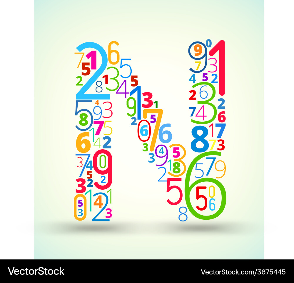 Letter n colored font from numbers Royalty Free Vector Image