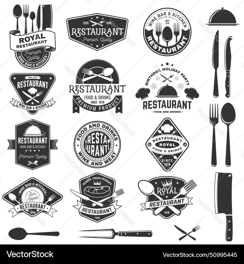 Set of restaurant logo Royalty Free Vector Image