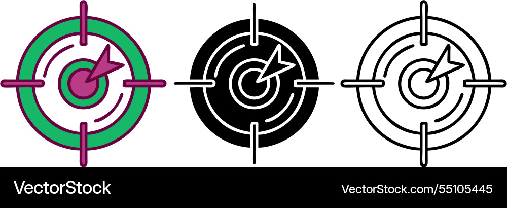 Target aiming system icons bullseye arrow focus Vector Image