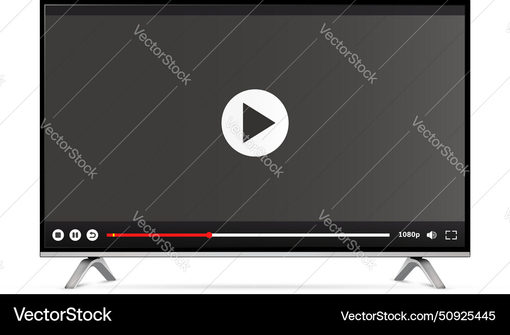 Tv with video web player interface on screen Vector Image