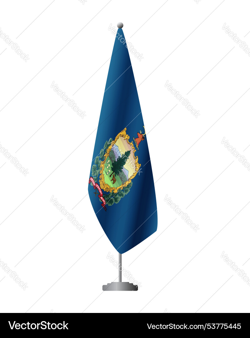 Vermont us flag on flagpole transparent background