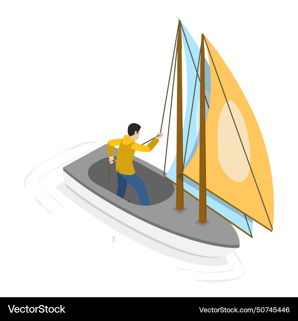3d isometric flat set of sailing boats Royalty Free Vector