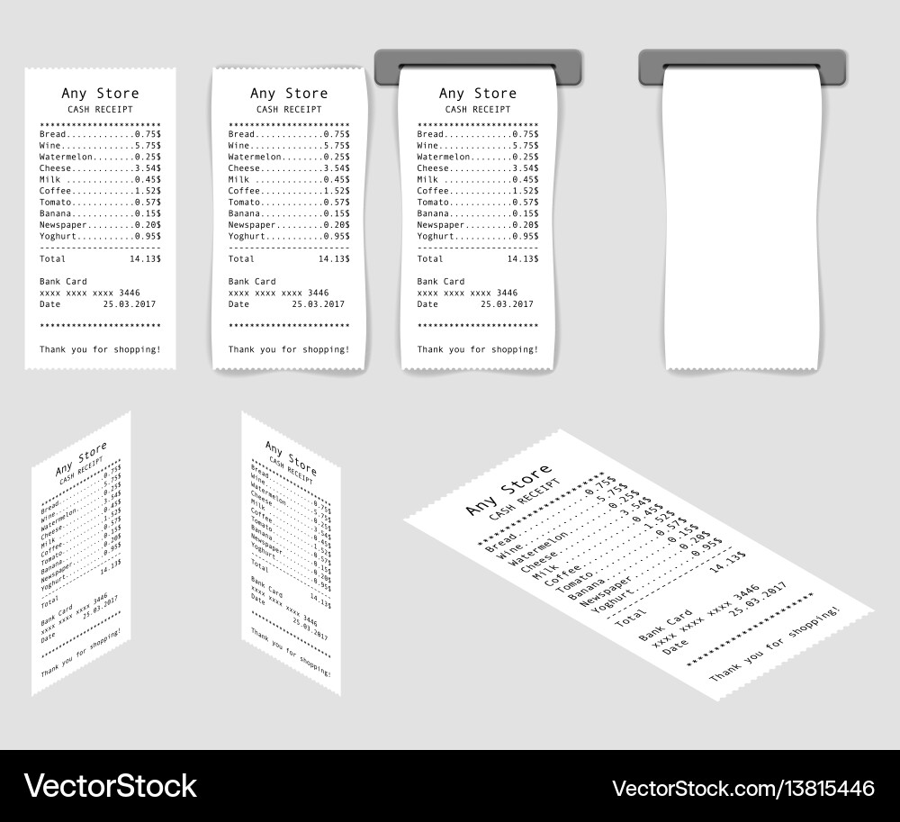 Cash receipt set Royalty Free Vector Image - VectorStock