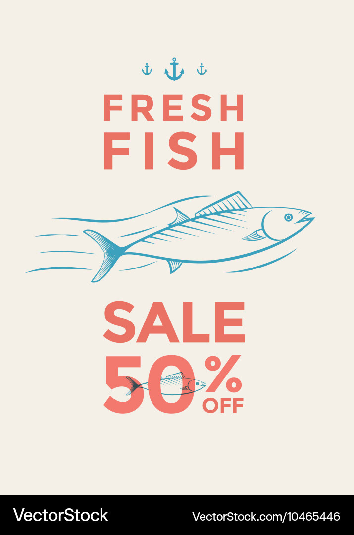 Fish sale poster Royalty Free Vector Image - VectorStock