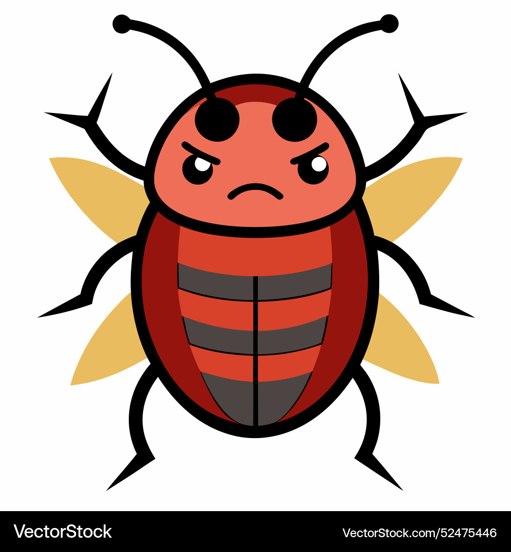 Flour beetle bug angry kawaii Royalty Free Vector Image