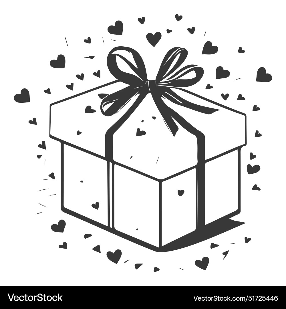 Gift box valentine love grey Royalty Free Vector Image
