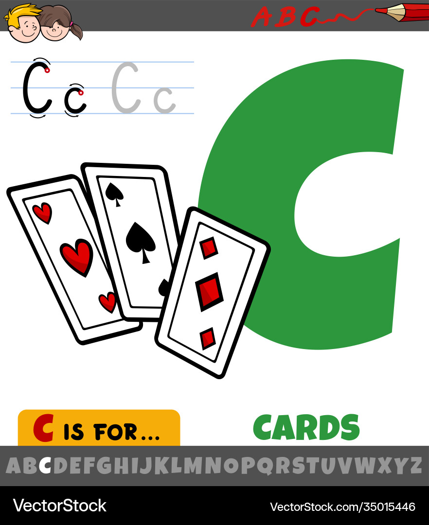 Letter c from alphabet with cartoon cards Vector Image