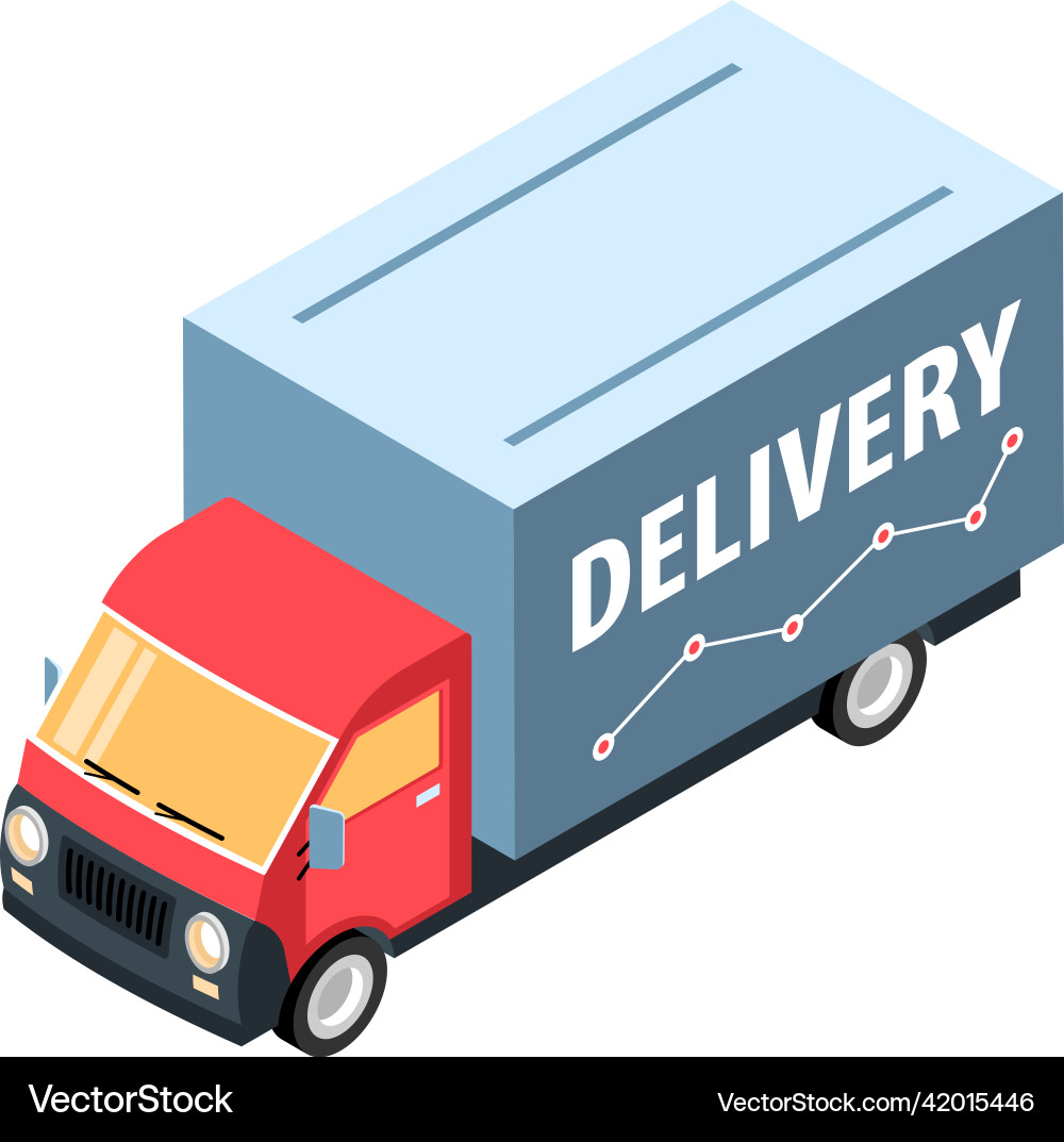 Logistics truck isometric composition Royalty Free Vector