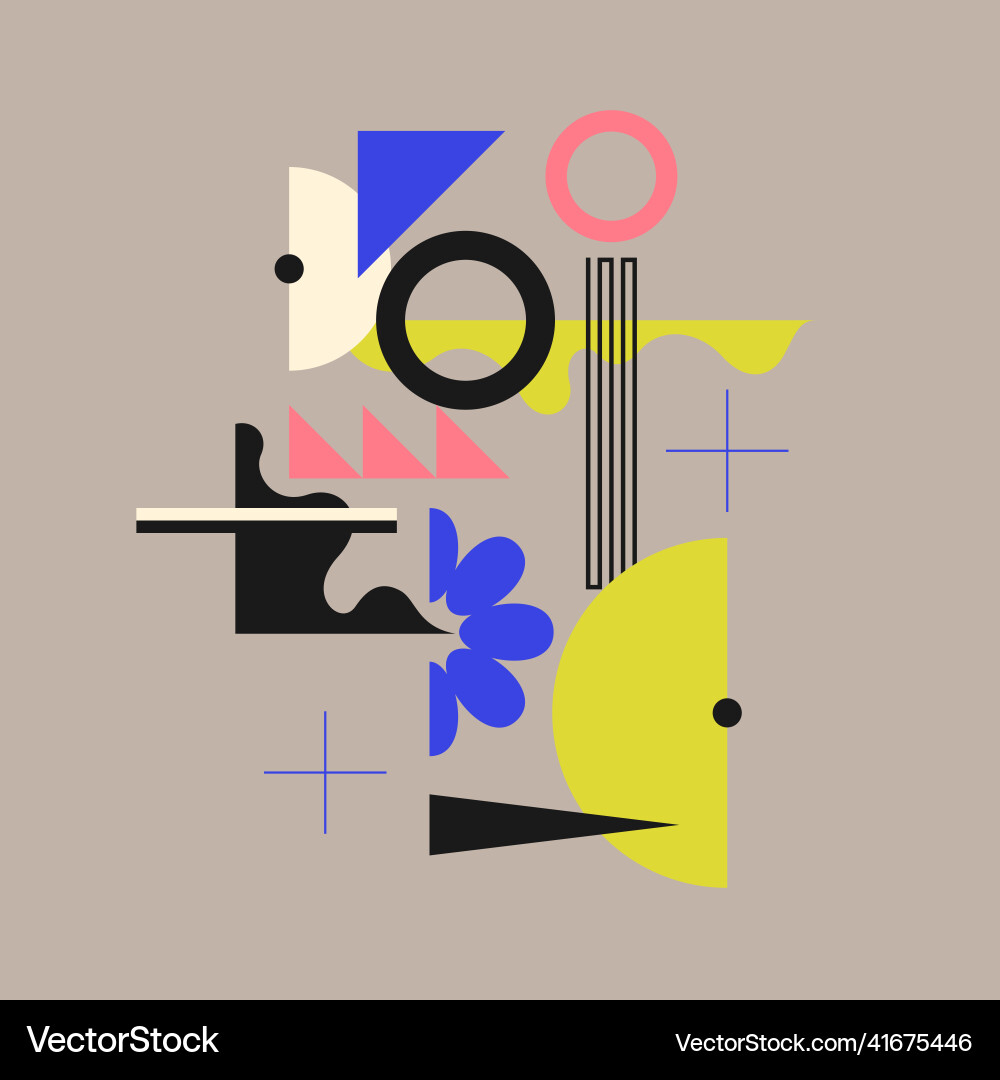 Modern geometric composition of various shapes Vector Image