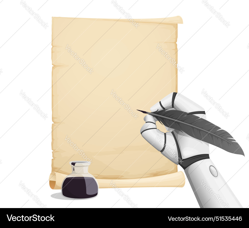 Robot writes machine learning digital technology Vector Image Robot writes machine learning digital technology Vector Image
