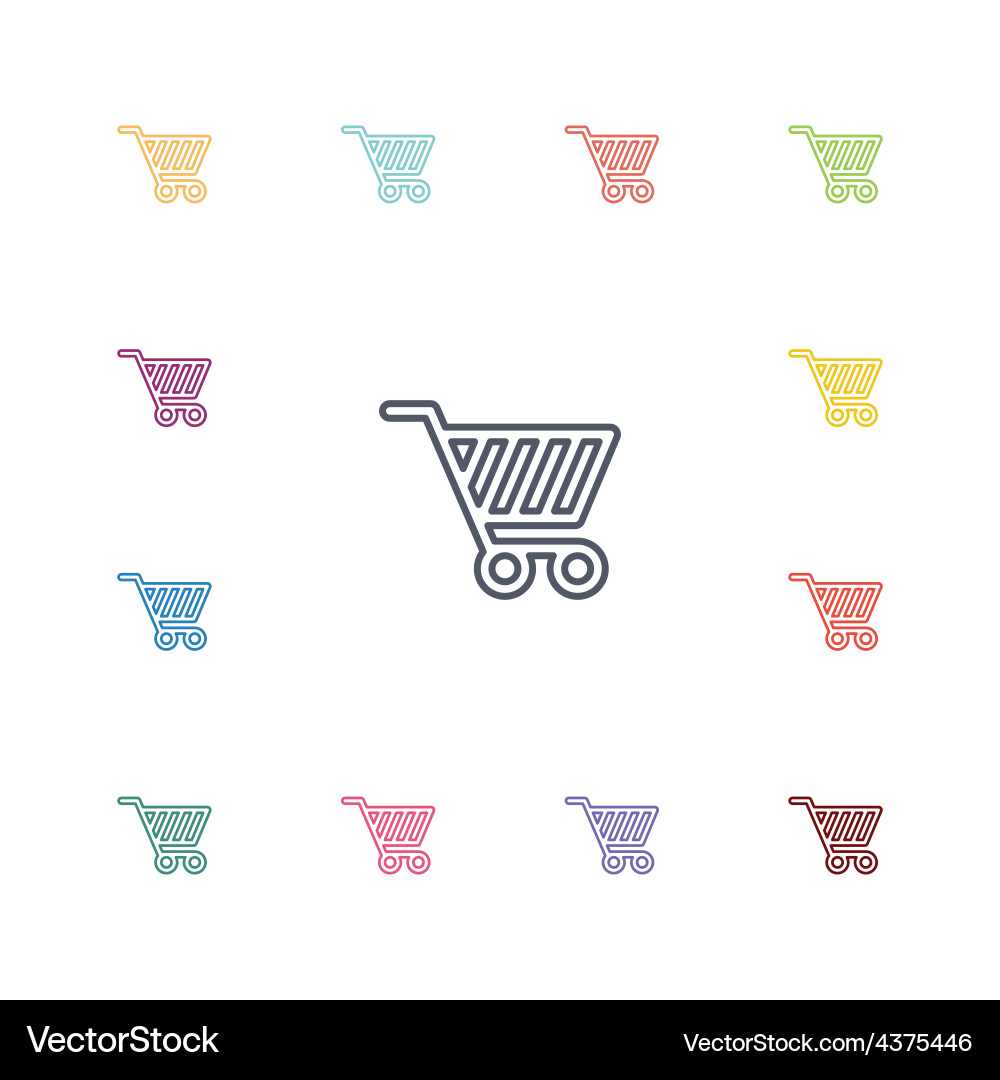 Shopping cart flat icons set Royalty Free Vector Image
