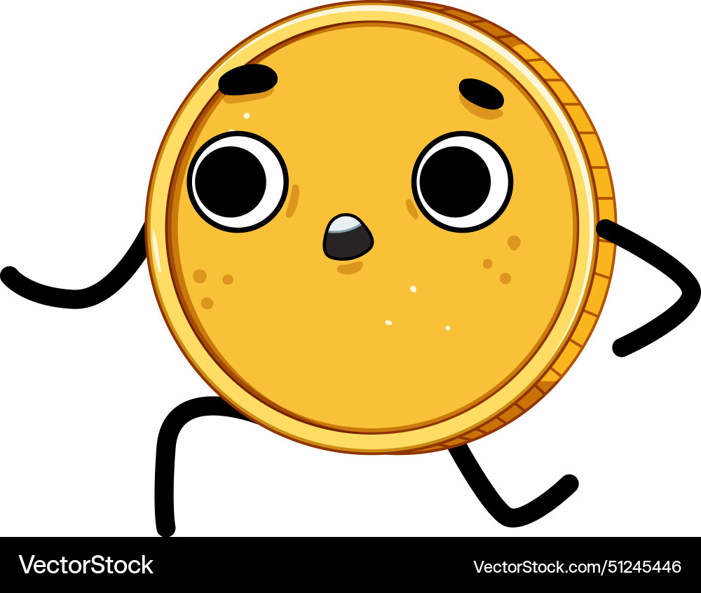 Work coin character cartoon Royalty Free Vector Image