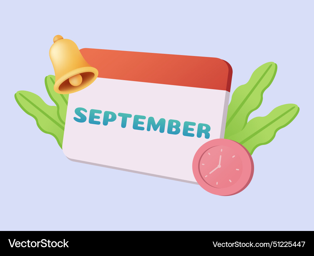 3d calendar icon september daily schedule Vector Image