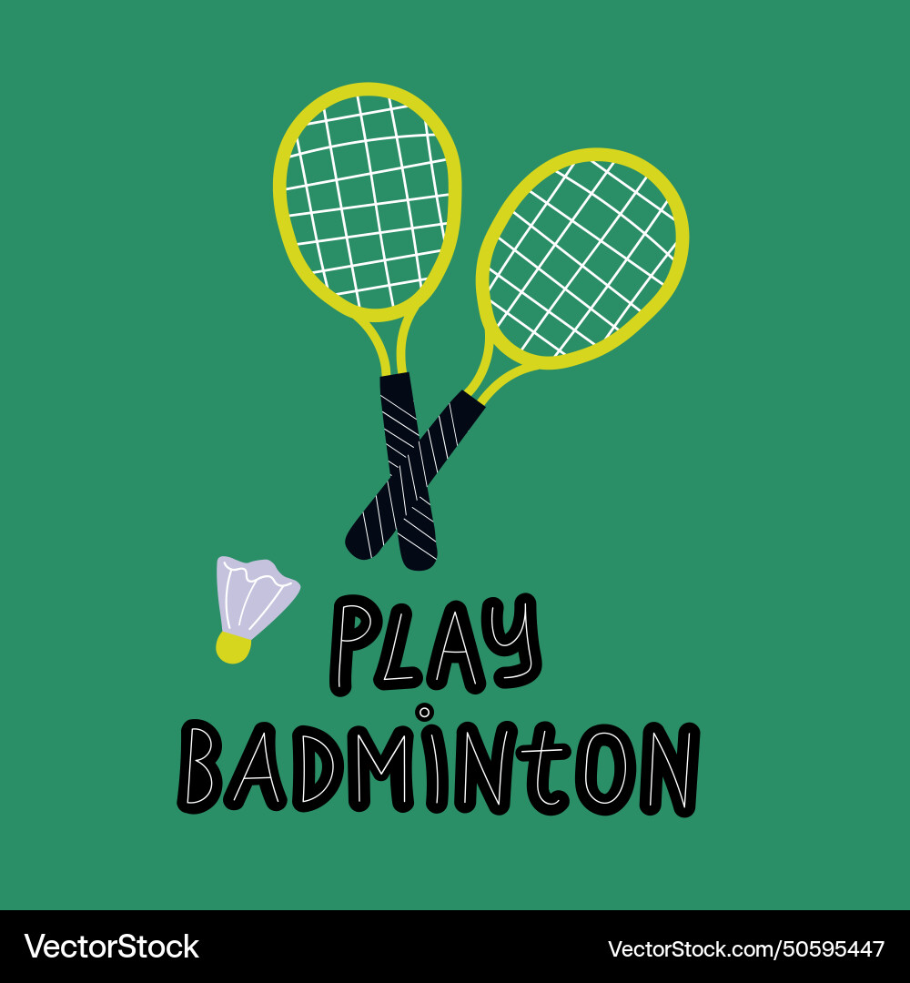 Badminton rackets and shuttlecock hand drawn Vector Image