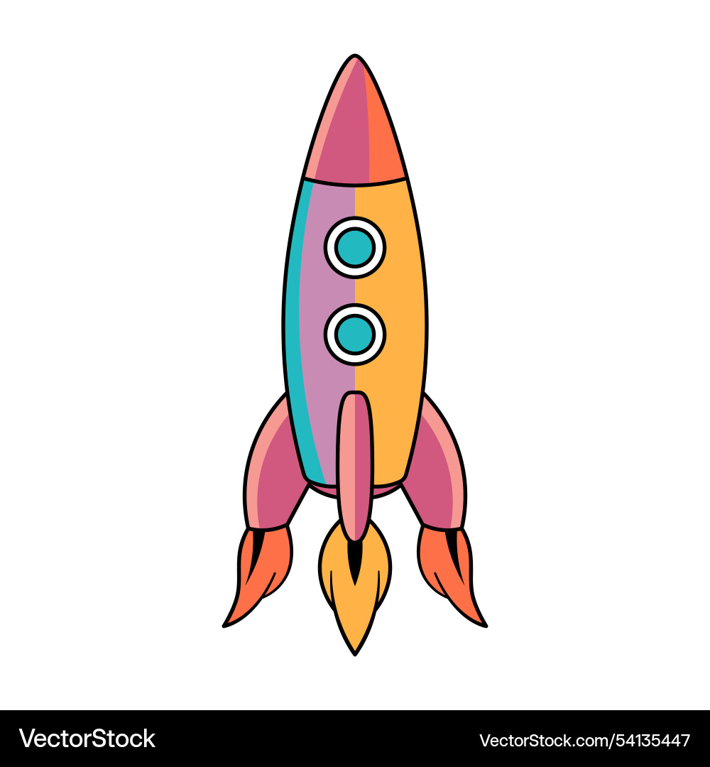 Colorful cartoon rocket Royalty Free Vector Image