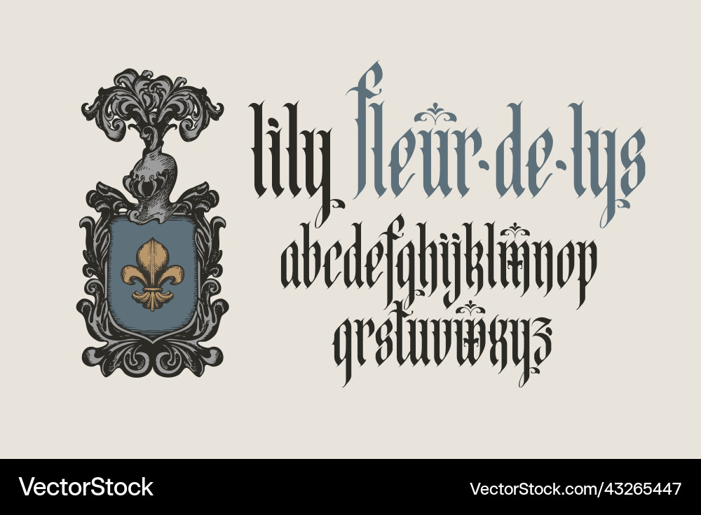 Gothic Fleur-de-Lys Inscription Royalty Free Vector Image