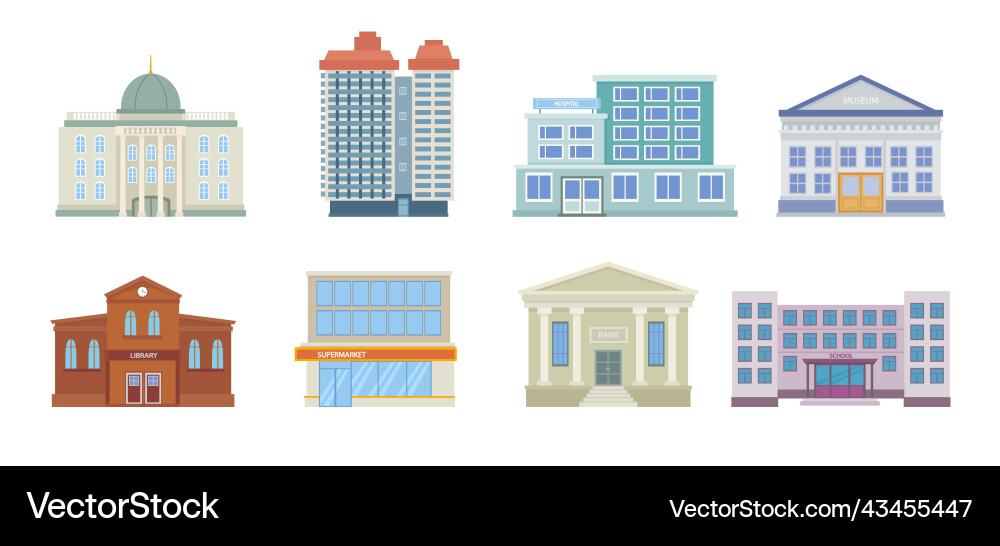 Municipal buildings urban architectural objects Vector Image