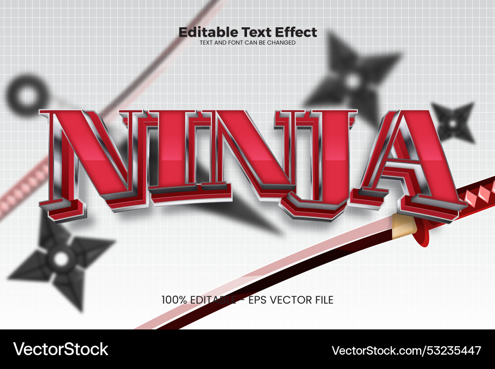 Ninja editable text effect in modern trend style Vector Image