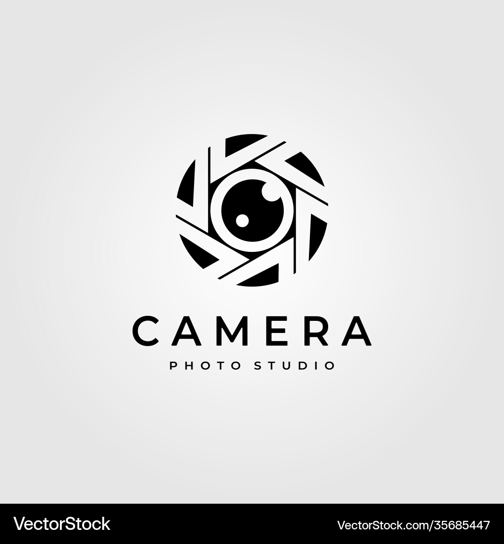Photography camera lens logo minimalist design Vector Image