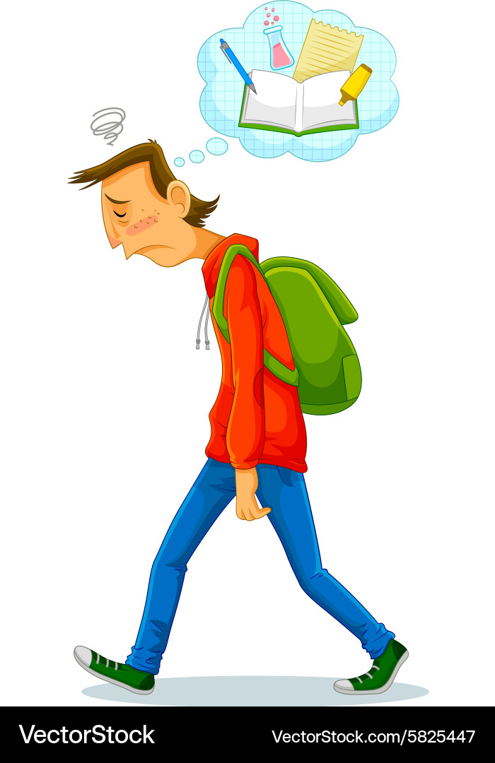 Sad teen studant Royalty Free Vector Image - VectorStock