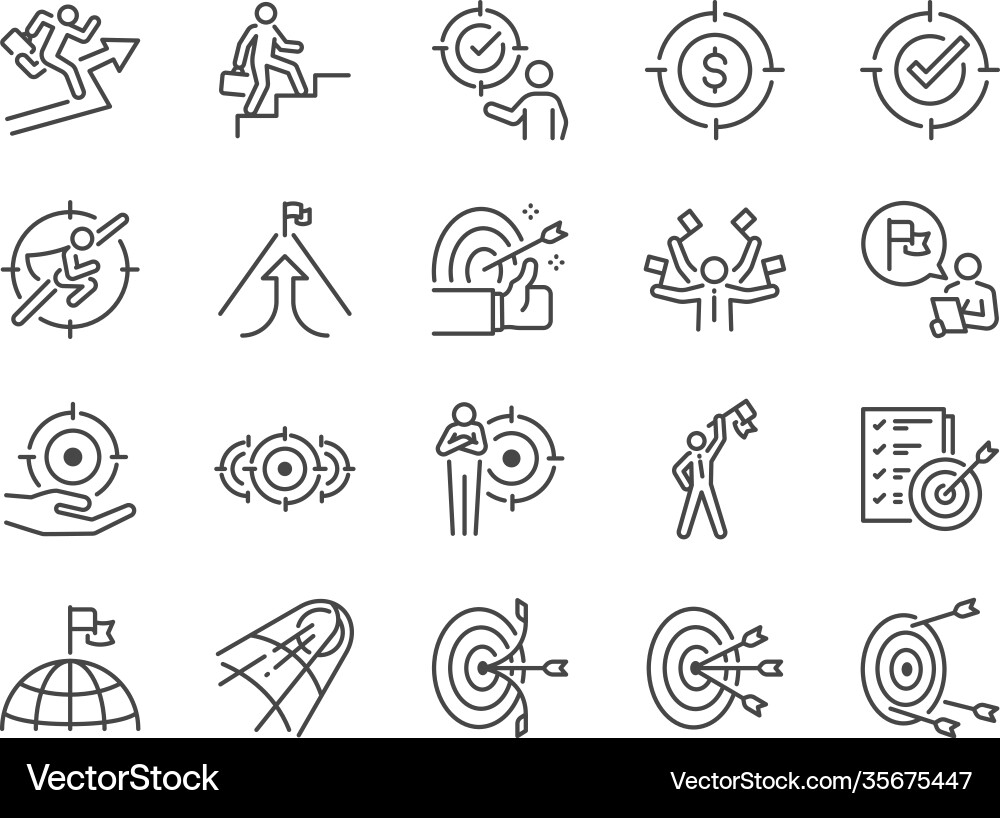 Target & Goal Icon Set Royalty Free Vector Image