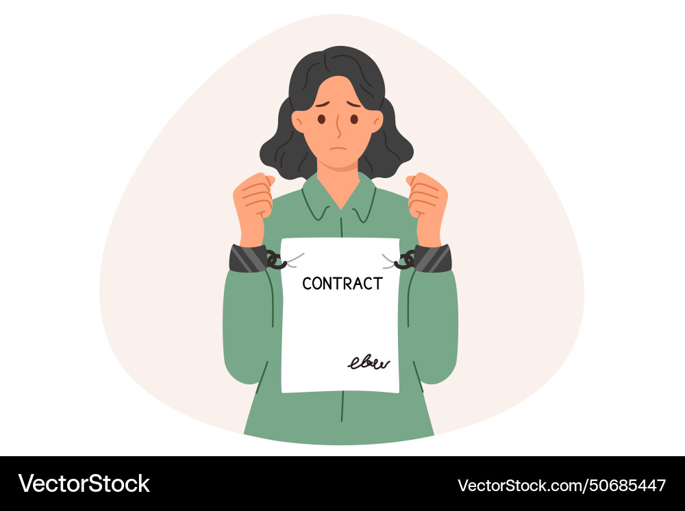Woman is constrained by strict contract Royalty Free Vector
