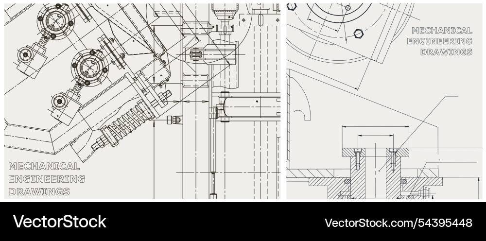 Blueprint set engine line drawing Royalty Free Vector Image
