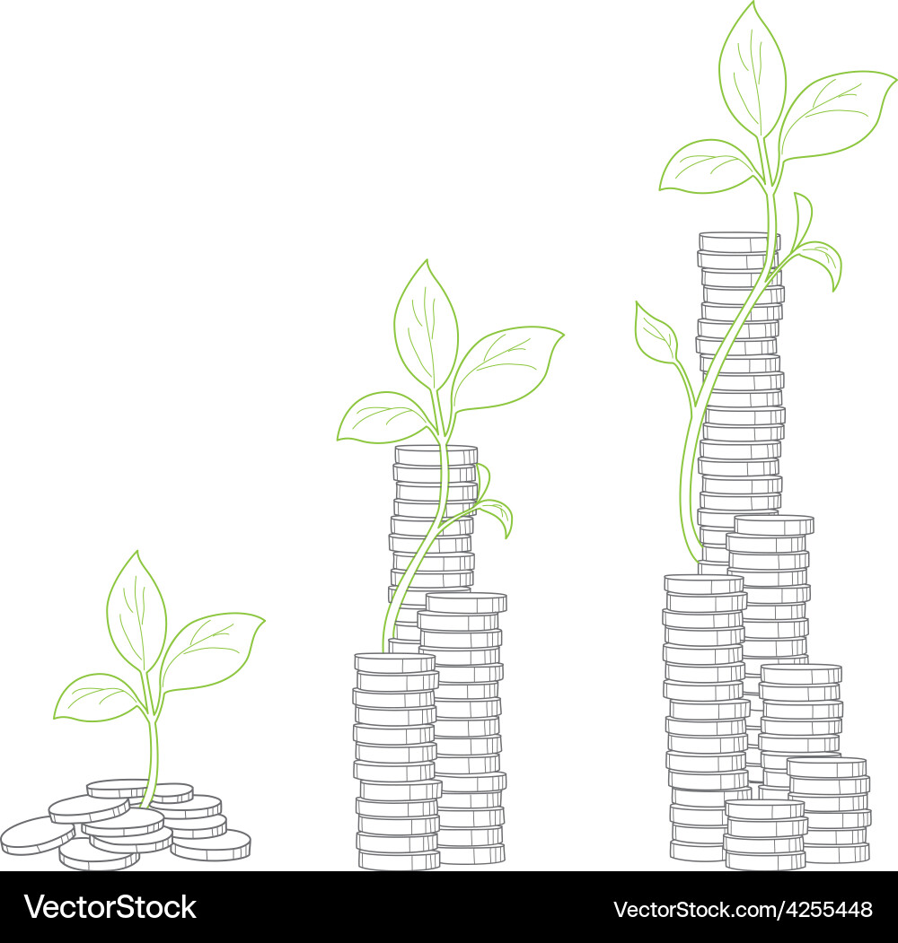 Concept of tree growing from money Royalty Free Vector Image