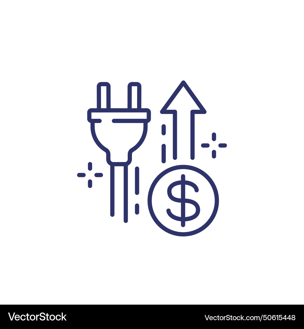 Electricity costs up line icon on white Royalty Free Vector