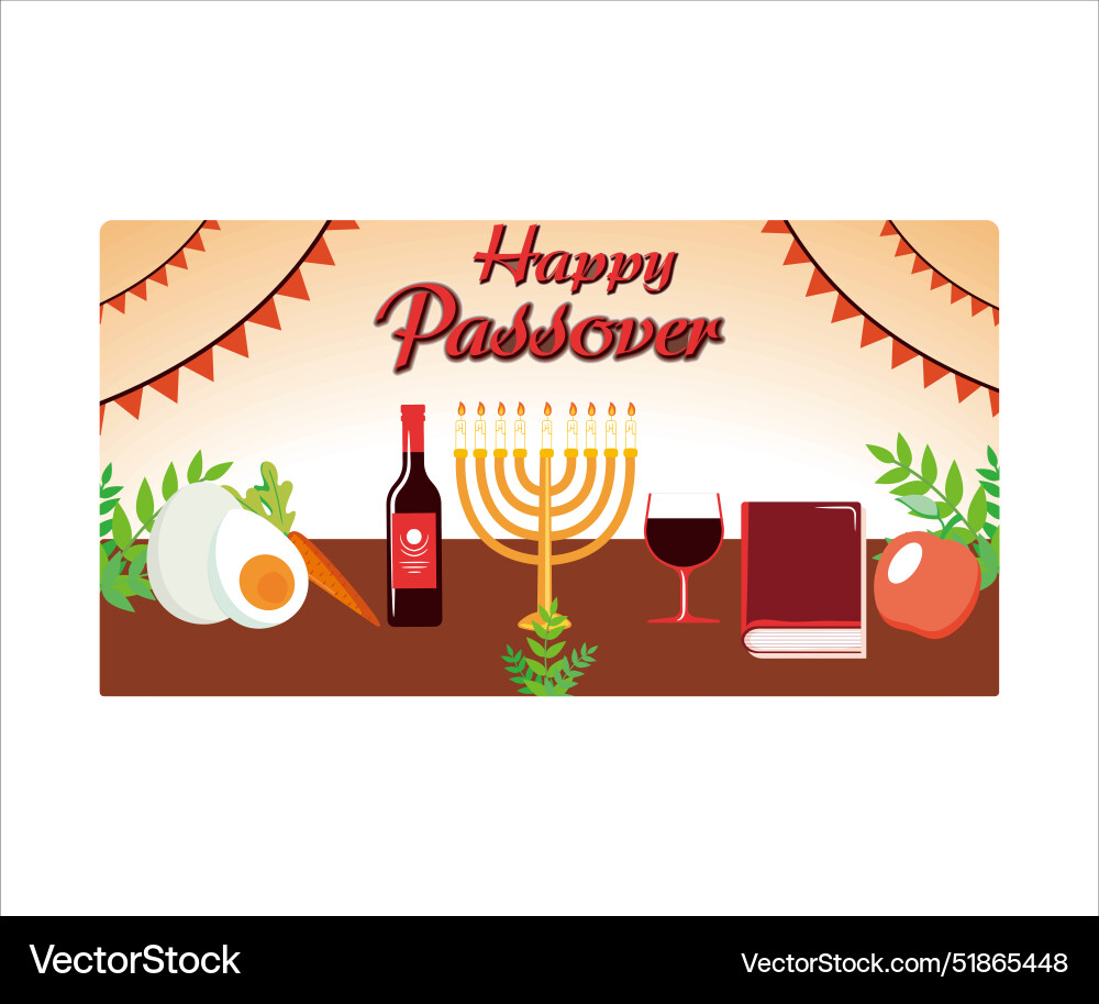 Happy passover horizontal banner with vegetables Vector Image