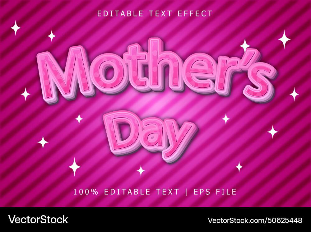 Mothers day editable text effect 3 dimension Vector Image