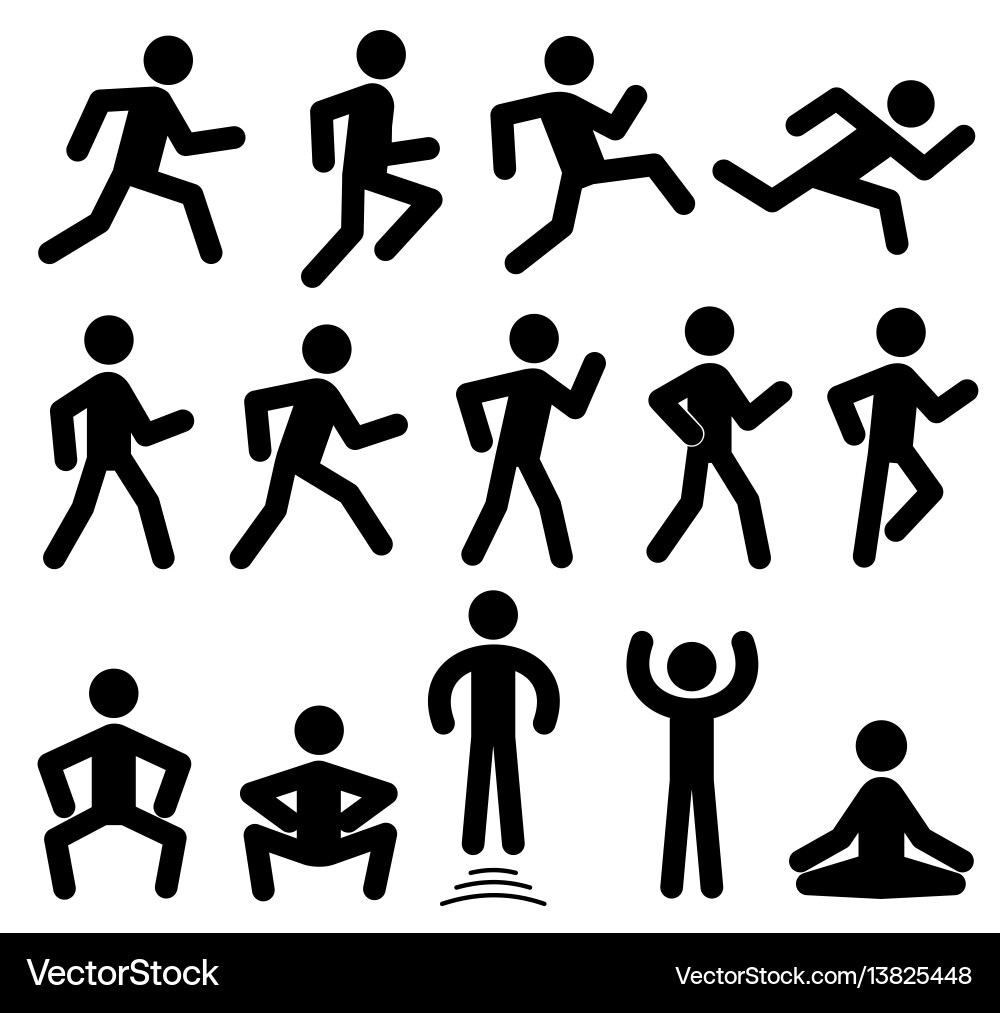 People figures in motion running walking Vector Image