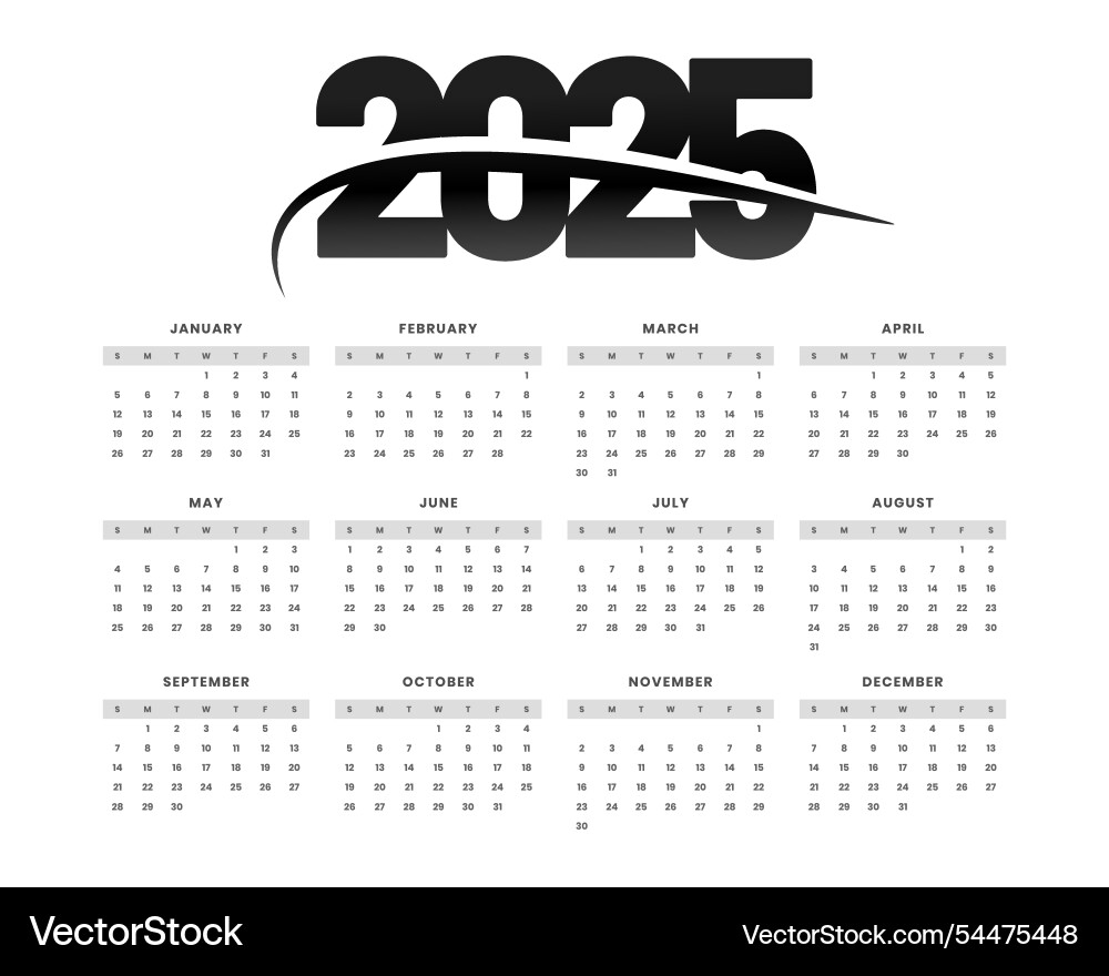 Simple 2025 annual calendar template schedule Vector Image