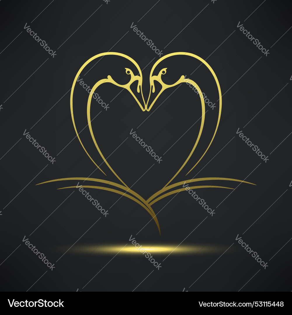 Symbol two golden swans Royalty Free Vector Image