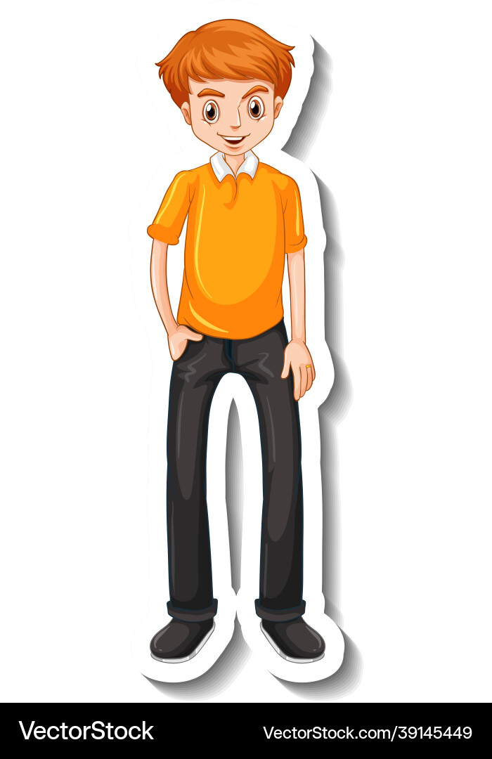 A sticker template with man in standing pose Vector Image