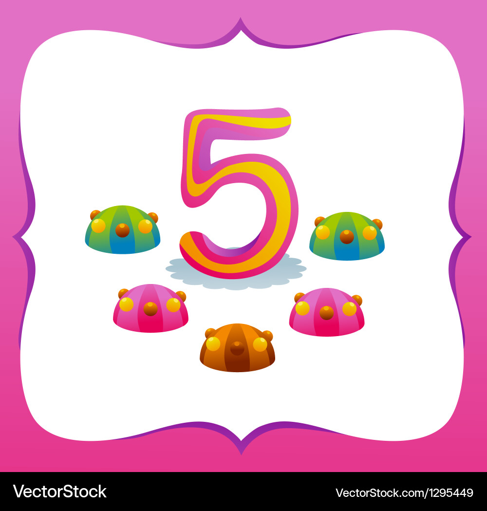 Collection sweet numbers for kids 5 Royalty Free Vector