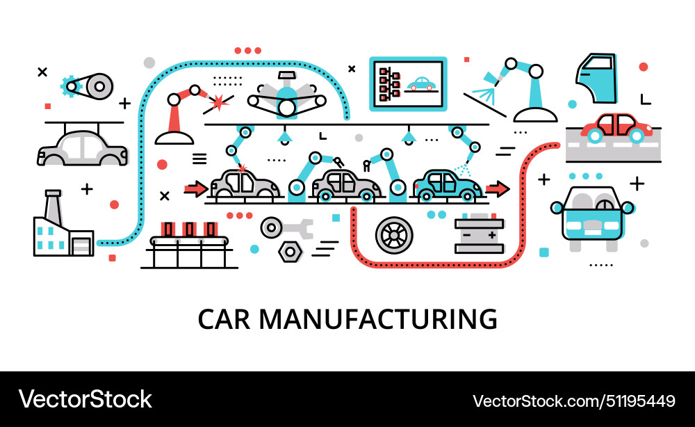 Concept of car manufacturing modern flat editable Vector Image