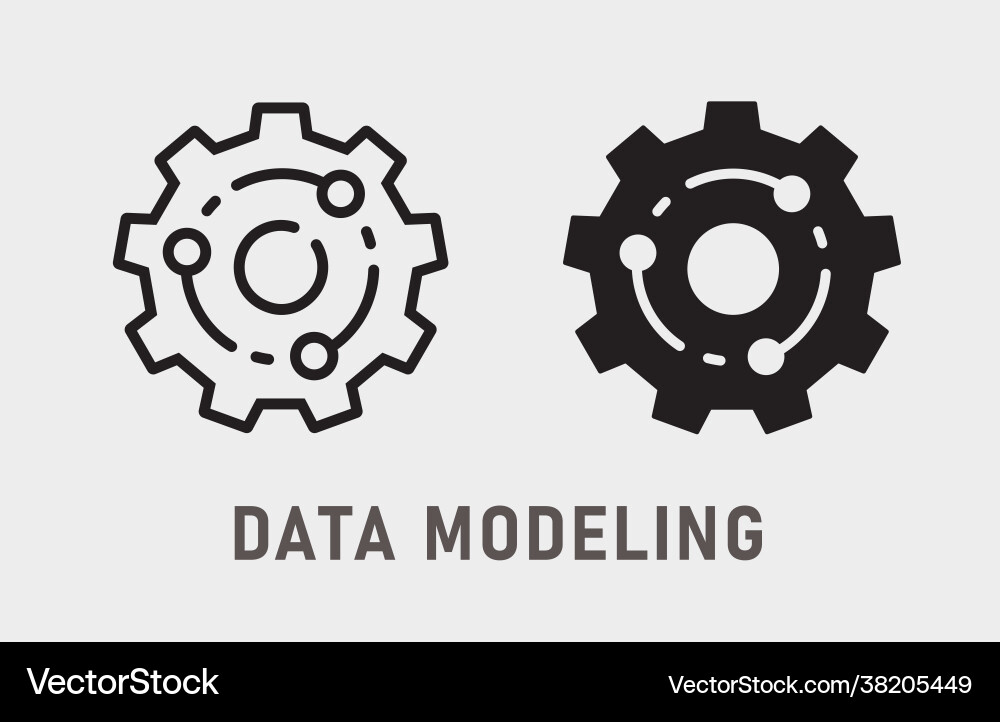 Data modeling icon on white background Royalty Free Vector