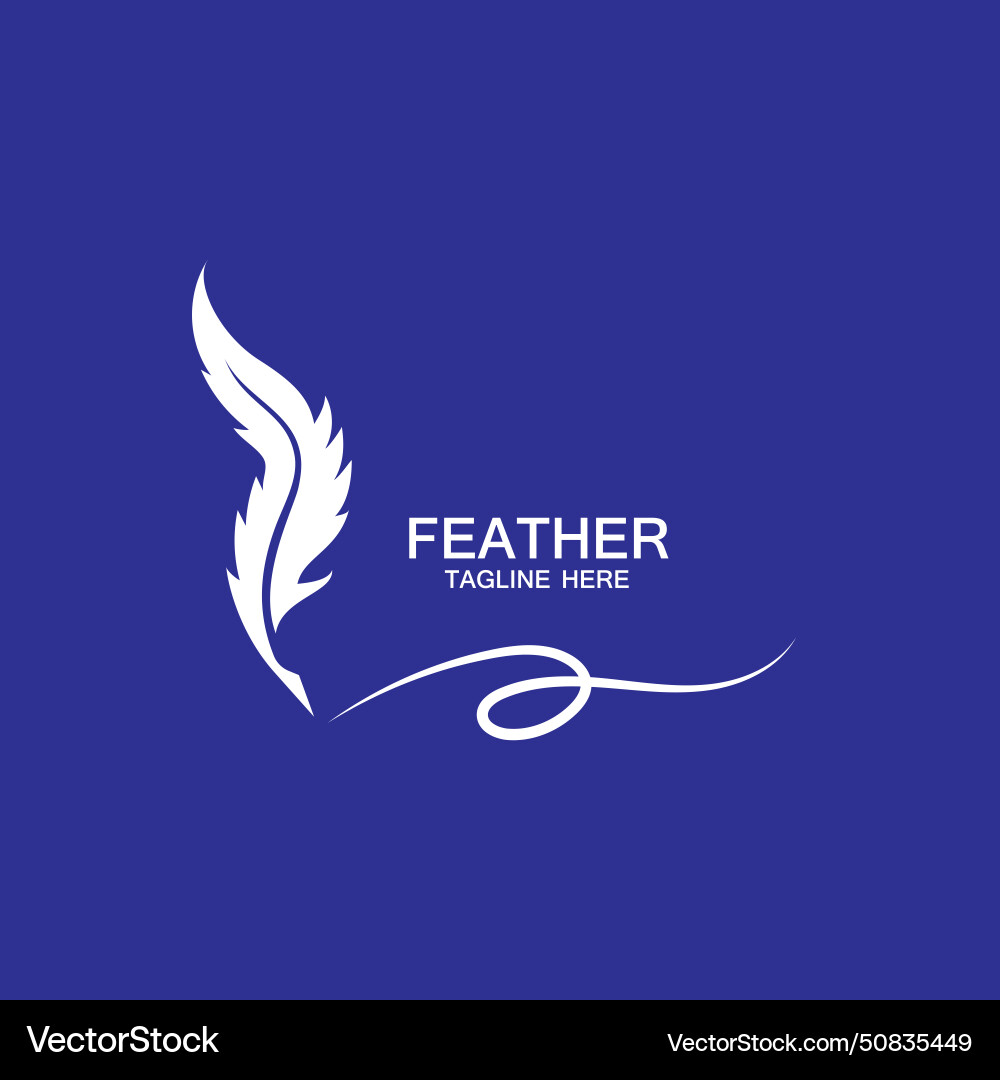 Feather pen logo template Royalty Free Vector Image