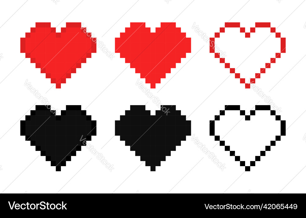 Pixel Herz Symbol 8 Bit Spiel digital Lizenzfreier Vektor