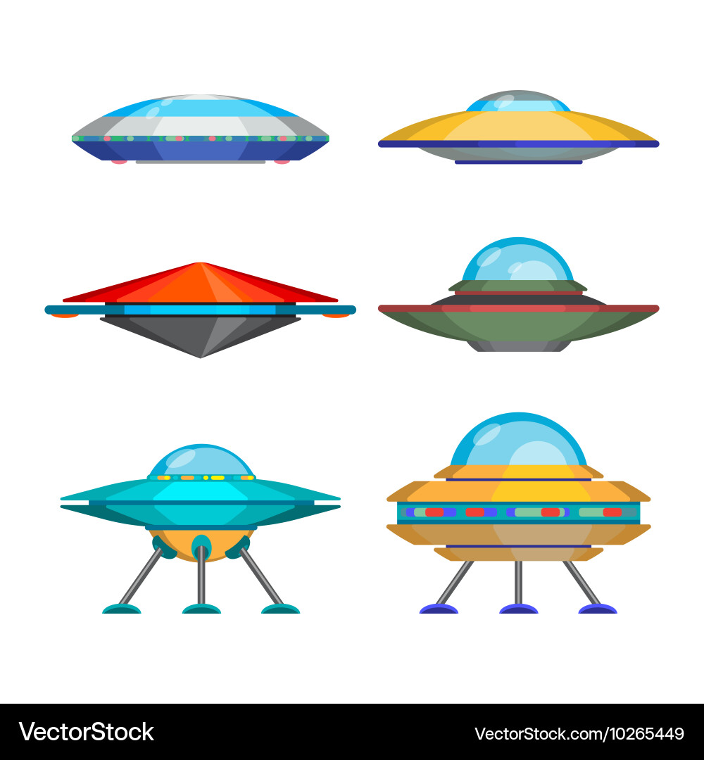 Set von Cartoon lustige Aliens Raumschiffe Vektorbild