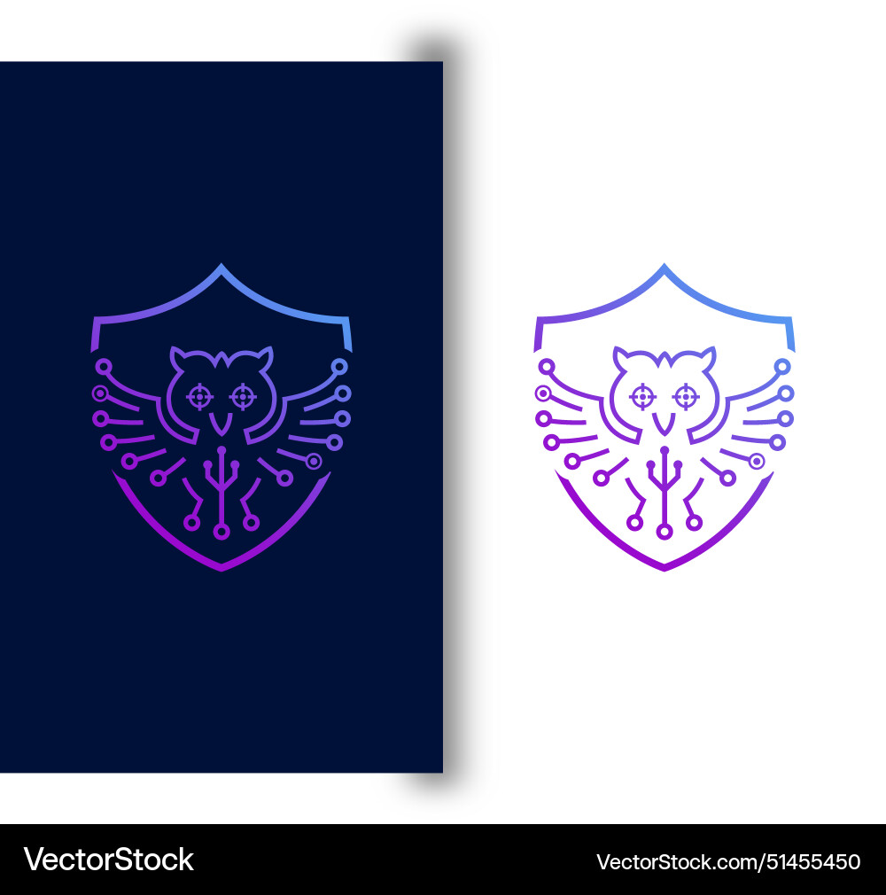 Awesome owl technology logo design Royalty Free Vector Image