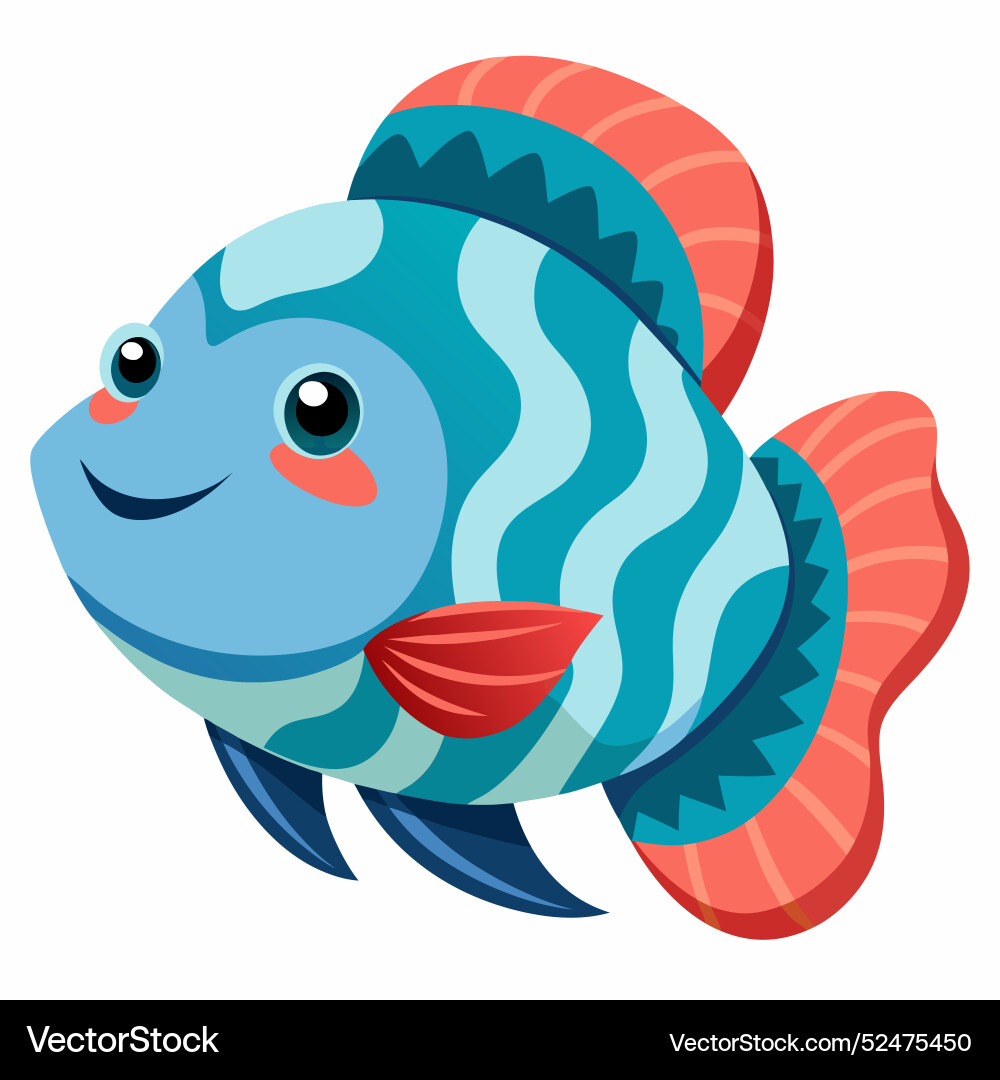 Flowerhorn fish goes kawaii Royalty Free Vector Image