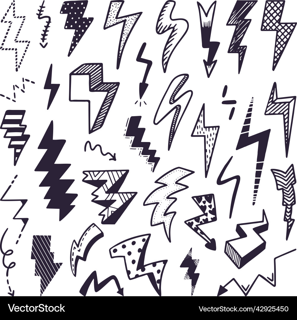 Lightning Bolt Doodle Royalty Free Vector Image