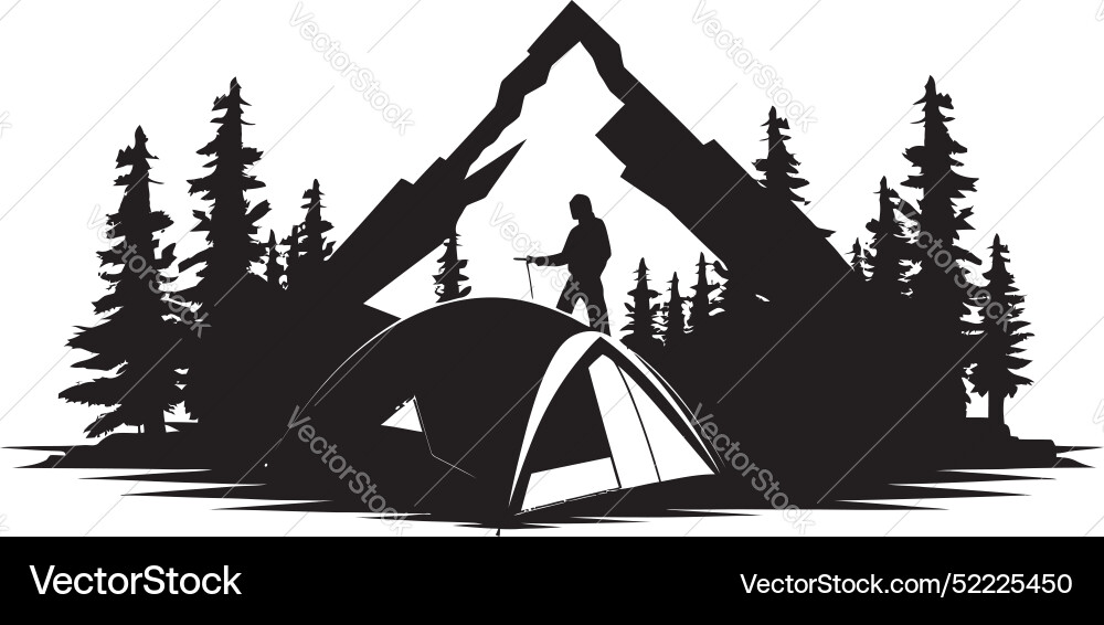 Moonlit adventure chic camping icon Royalty Free Vector